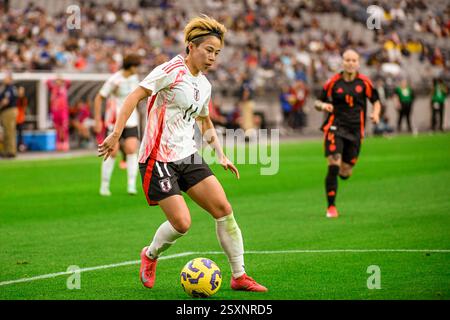Japan forward Mina Tanaka (11) celebrates after scoring a goal in the ...