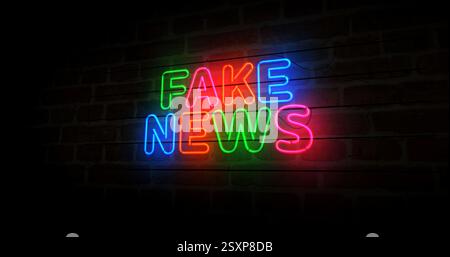 Fake news hoax neon symbol. Propaganda and disinformation light color ...