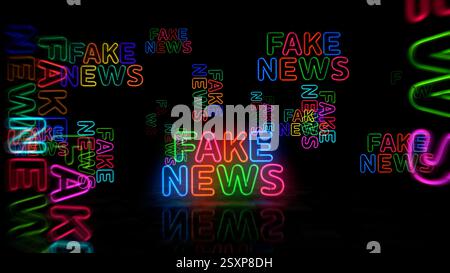 Fake news hoax neon symbol. Propaganda and disinformation light color ...
