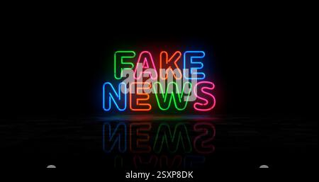 Fake news hoax neon symbol. Propaganda and disinformation light color ...