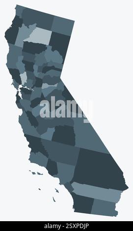 Map of California with counties. Just a simple state border map with ...