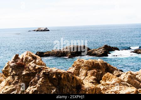 Rocky coastline and deep blue ocean at Big Sur, California Stock Photo ...