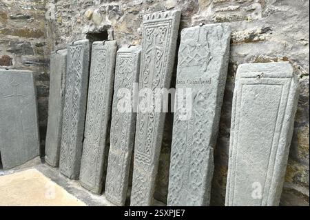 Ancient carved Grave slabs at Kilmartin church, Kilmartin Glen ...