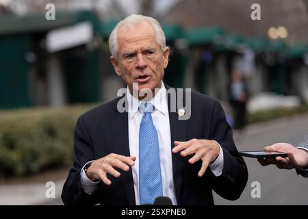 White House trade counselor Peter Navarro departs after speaking with ...
