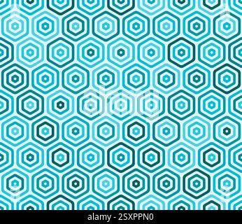 Tileable Hexagon Pattern. Cyan color tones gradients. Plain hexagon frames. Hexagonal shapes ...