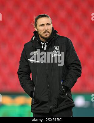 Luke Ayling of Middlesbrough arrives for the Sky Bet Championship match ...