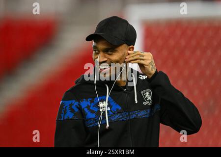 Delano Burgzorg of Middlesbrough arrives for the Sky Bet Championship ...