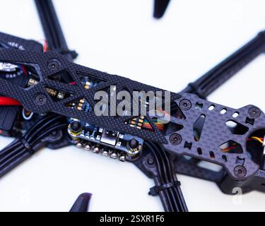 FPV drone in production on white background Stock Photo - Alamy