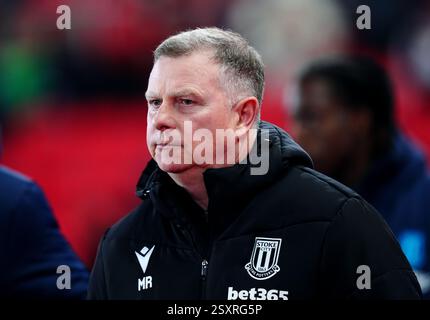 Stoke City manager Mark Robins ahead of the Sky Bet Championship match ...