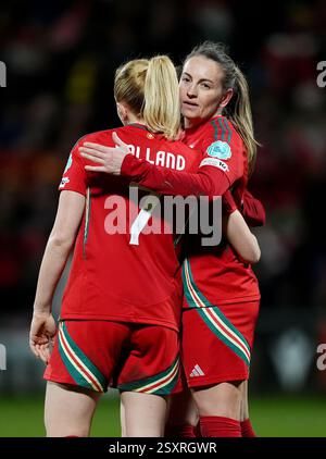 Wales' Kayleigh Barton celebrates scoring their side's first goal of ...