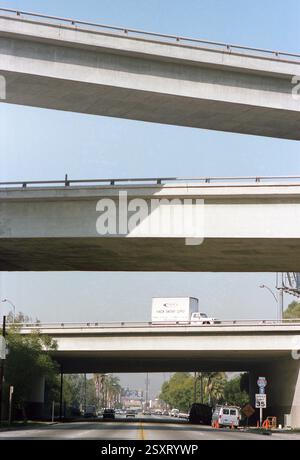 Overlapping bridges in Los Angeles, CA, USA, approx. 1992 Stock Photo ...