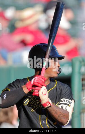 February 25, 2025: Martavius Thomas (1) Grambling outfielder stands at ...