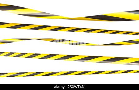 Yellow and black caution stripes barrier transparent background 3d ...