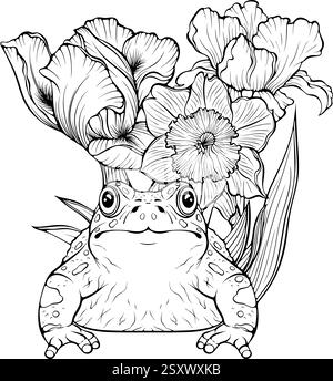 Spring Frog Isolated Coloring Page for Kids Stock Vector Image & Art ...