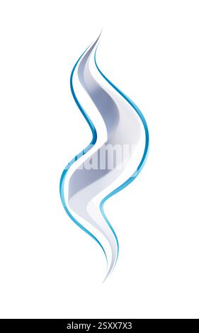 Abstract illustration of blue curvy lines in brown frame painted on ...
