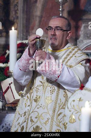 Cardinal Pierbattista Pizzaballa attends a mass on the eight of nine ...