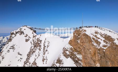 Panoramic Aerial View of Glacier 3000 with Alpine Peaks and Suspended ...