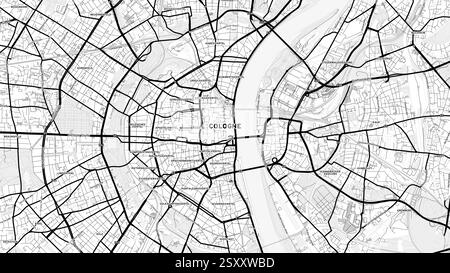 Minimalist Cologne Street Map with Labels and Neighborhoods with many ...