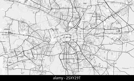 Minimalist Leipzig Street Map with Labels and Neighborhoods with many ...