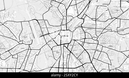 Minimalist Leipzig Street Map with Labels and Neighborhoods with many ...