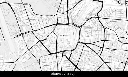 Minimalist Leipzig Street Map with Labels and Neighborhoods with many ...