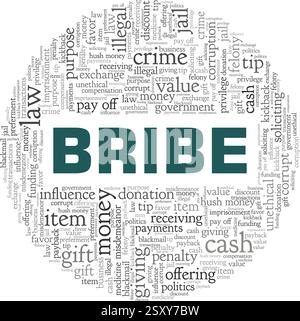 Bribe vector illustration word cloud isolated on a white background ...