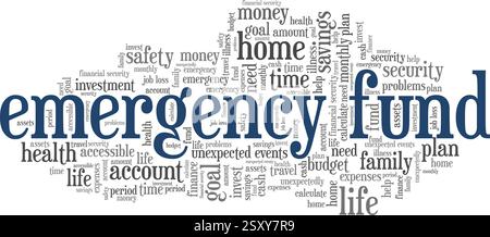 Emergency Fund vector illustration word cloud isolated on a white ...