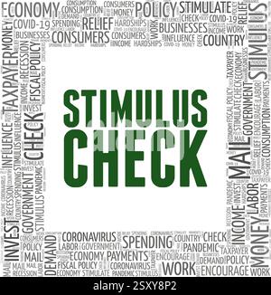 Stimulus Check vector illustration word cloud isolated on a white ...