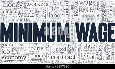 Minimum Wage vector illustration word cloud isolated on a white ...