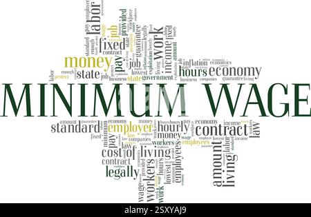 Minimum Wage vector illustration word cloud isolated on a white ...