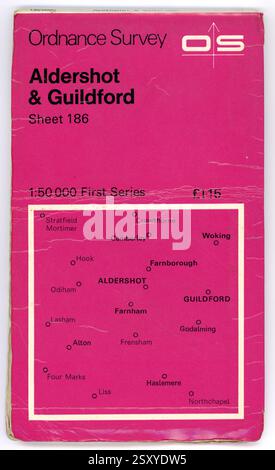 Vintage Ordnance Survey map for Aldershot and Guildford, Landranger ...