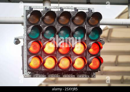 Red Start Lights in a Racing Circuit Stock Photo - Alamy
