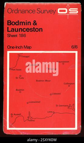 Vintage Ordnance Survey map for Bodmin and Launceston, sheet 186. One ...