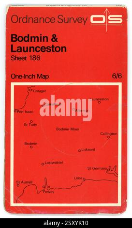 Vintage Ordnance Survey map for Bodmin and Launceston, sheet 186. One ...