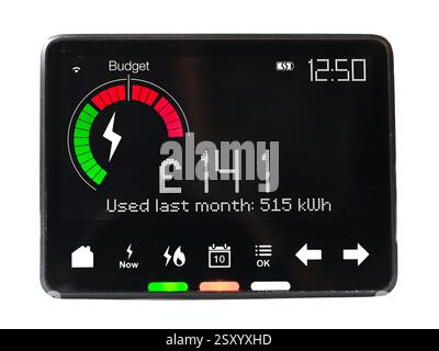 Smart meter showing monthly energy budget for household gas and ...