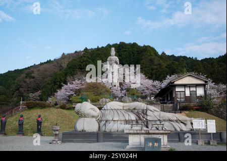 View of a stone Buddha statue (Shako nyorai dainehan ) gifted by India ...