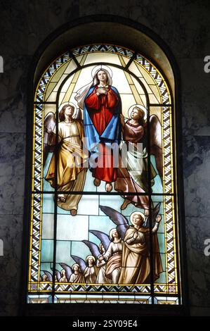 Stained glass depictions of Jesus Christ in an English church Stock ...