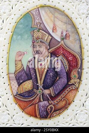 This painting of Bahadur Shah I, the Mughal emperor of India, captures ...