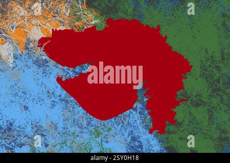 Illustration, gujarat location map, india, asia Stock Photo - Alamy
