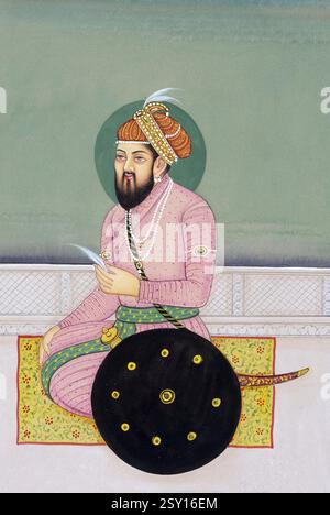 Babur , Mughal Emperor , Miniature painting , Zahir ud Din Muhammad ...