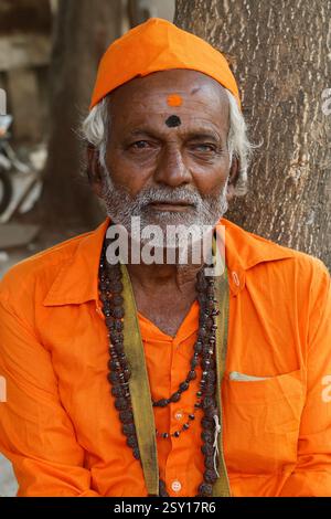 Portrait of a hindu man who is blind in one eye, Sholapur, Maharashtra ...