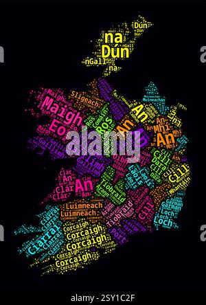 Ireland Text Style Regions. Country region names word clouds in the ...