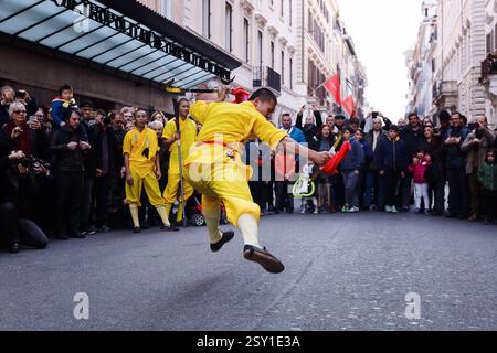 monk athlete performs with the sword Rome, Italy - January 28, 2017 ...