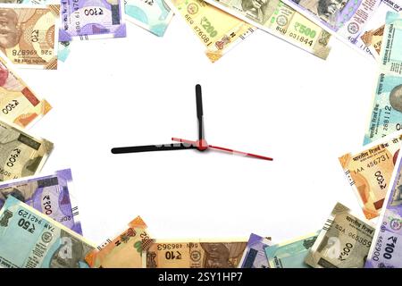 Finance and business concept. On the dial of the alarm clock the ...