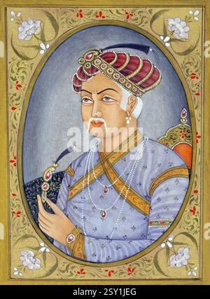 Miniature painting of Mughul Emperor Akbar Stock Photo - Alamy