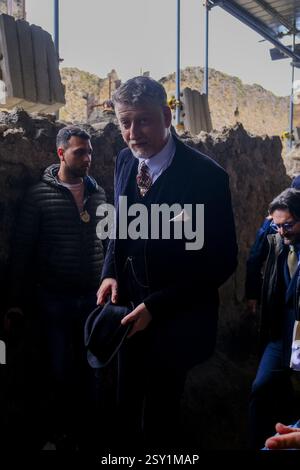 Minister of Culture Alessandro Giuli (r) seen at the Mario Foglietti ...