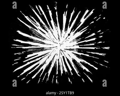 Drawn background image made of outward expanding white lines on a black ...