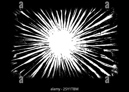 Drawn background image made of outward expanding white lines on a black ...