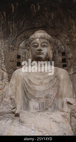 Famous Longmen Grottoes (statues of Buddha and Bodhisattvas carved in ...