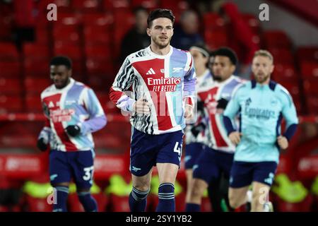 Declan Rice of Arsenal in the pregame warmup session during the Premier ...
